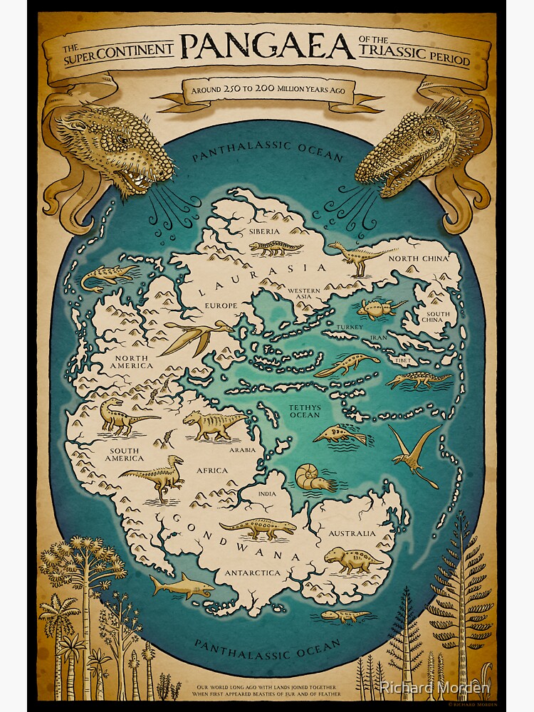"map of the supercontinent Pangaea" Sticker for Sale by morden | Redbubble