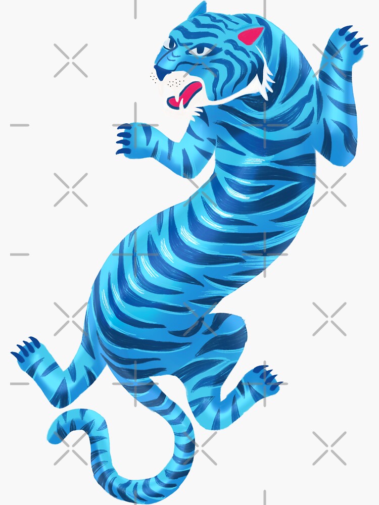 "Blue Water Tiger" Sticker by Violonchella | Redbubble