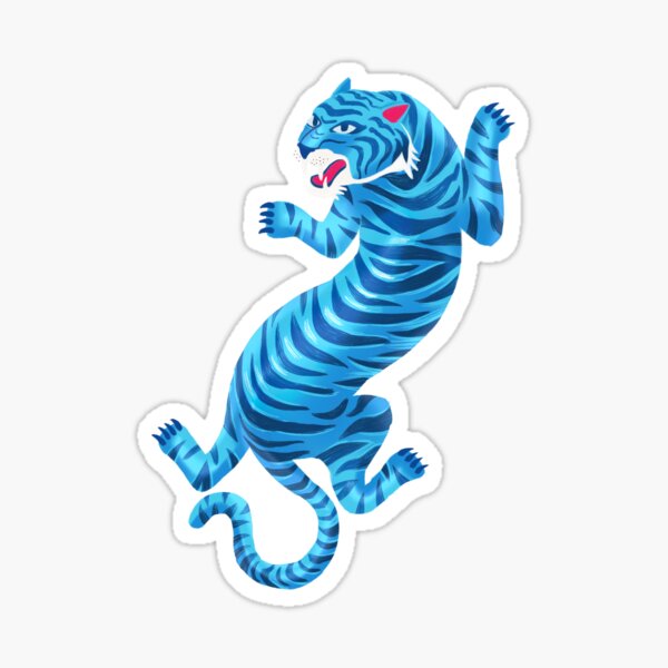 "Blue Water Tiger" Sticker by Violonchella | Redbubble