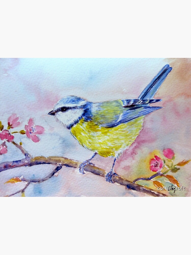 "Watercolor bluetit in spring, blue bird" Art Print for Sale by ...