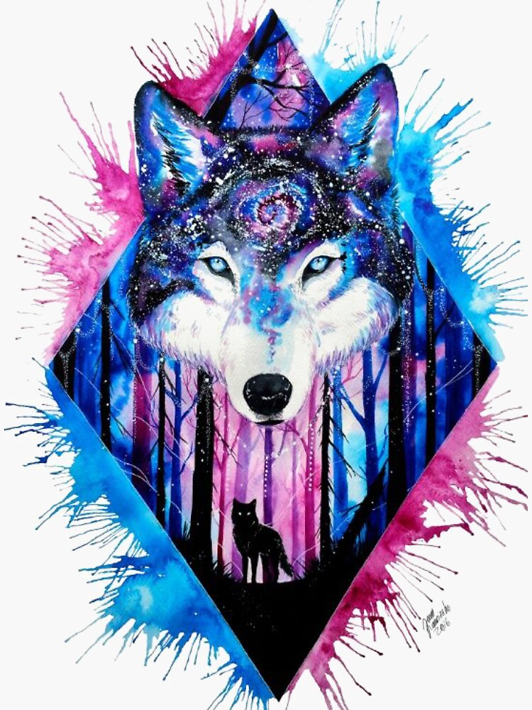 "Wolf and galaxy logo" Sticker for Sale by Criticalcloting | Redbubble