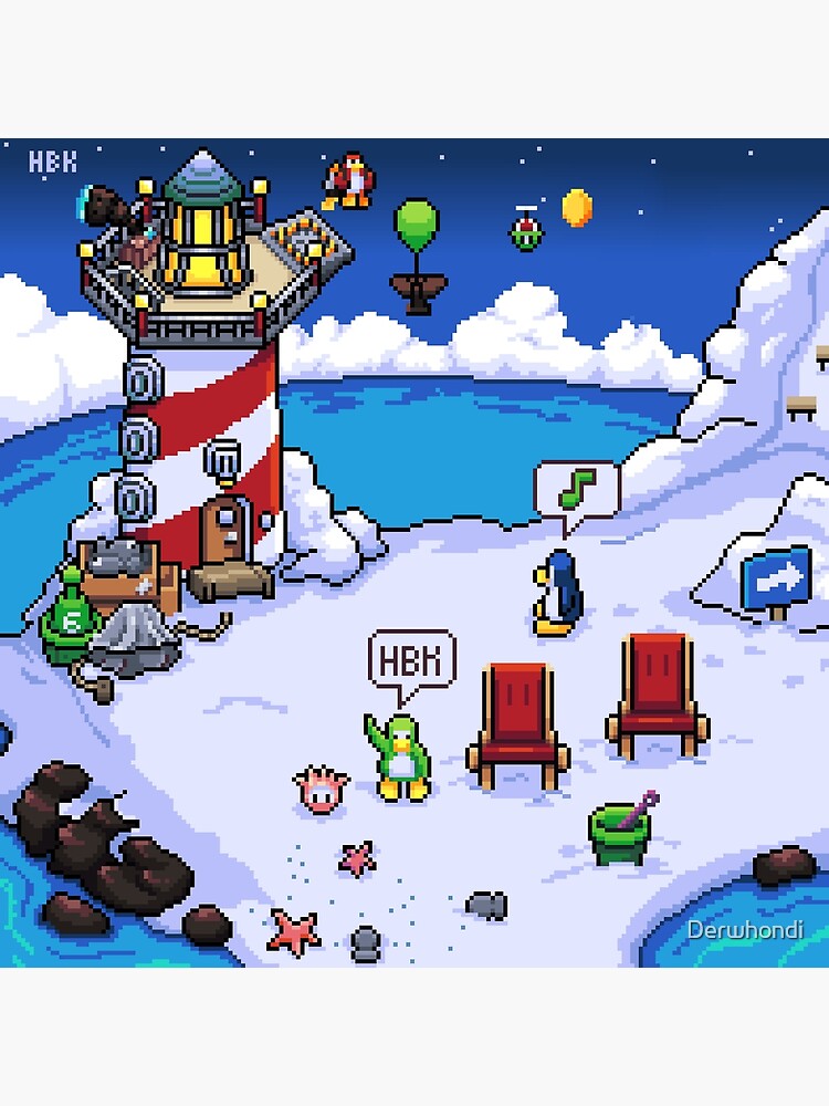 "The Beach- Club Penguin" Poster for Sale by Derwhondi | Redbubble