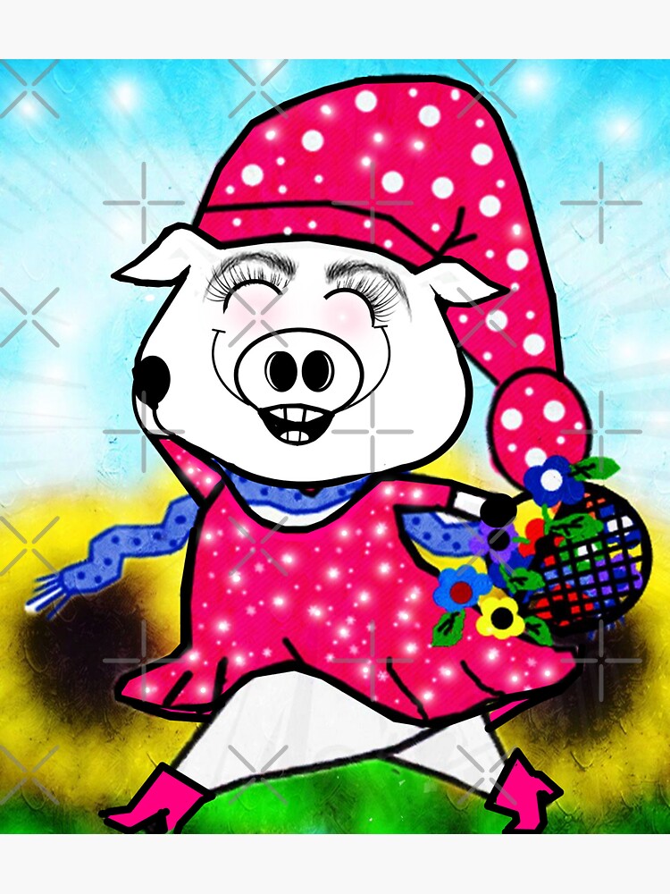 "Lady pig " Sticker for Sale by shirleycutecard | Redbubble
