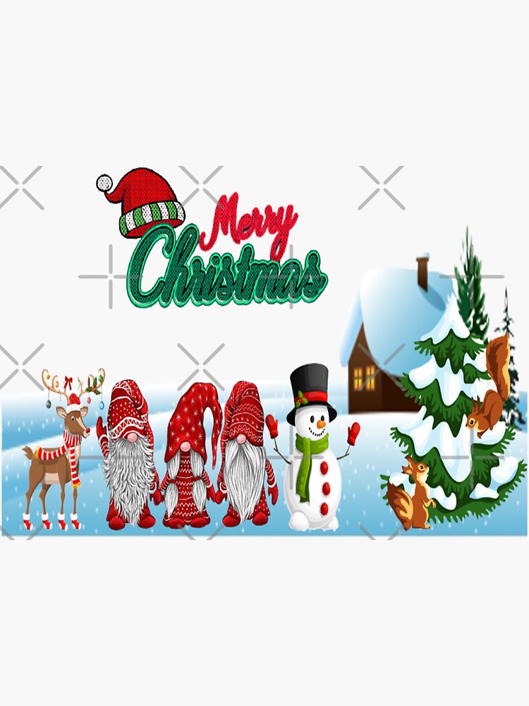 "Merry Christmas,2022,gnomies team,Painting, mixed media" Sticker for ...