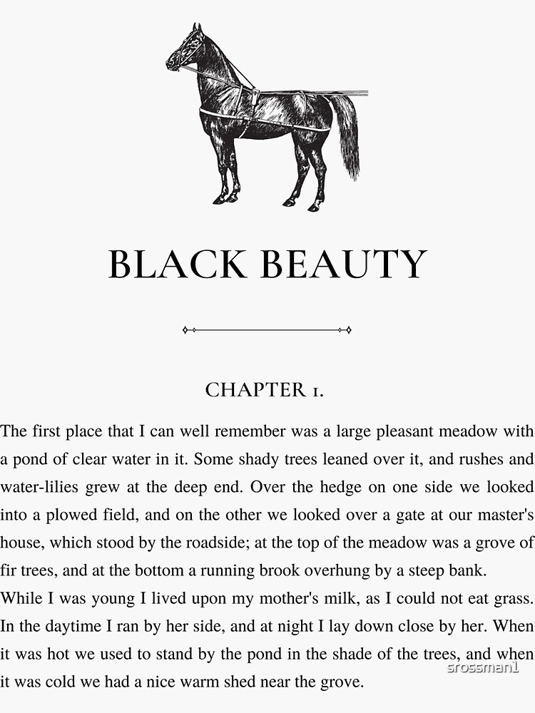 "Black Beauty Novel, Classic Book Page, Chapter 1, Book Page Art ...