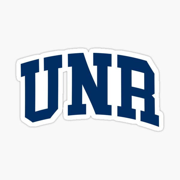 "unr - college font curved" Sticker by scollegestuff | Redbubble