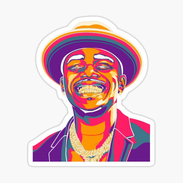 "Graphic color DaBaby rapper smile" Sticker by Melissa1956 | Redbubble