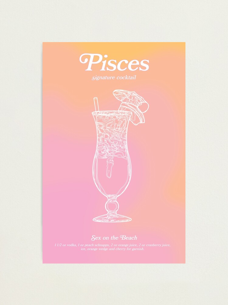 Pisces Zodiac Signature Cocktail Sex On The Beach Pastel Pink