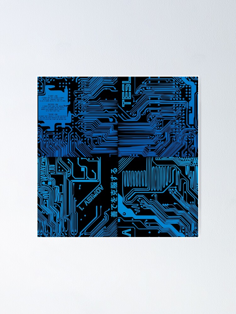 "Blue gradient pattern computer electronic circuit, Asimov tribute ...