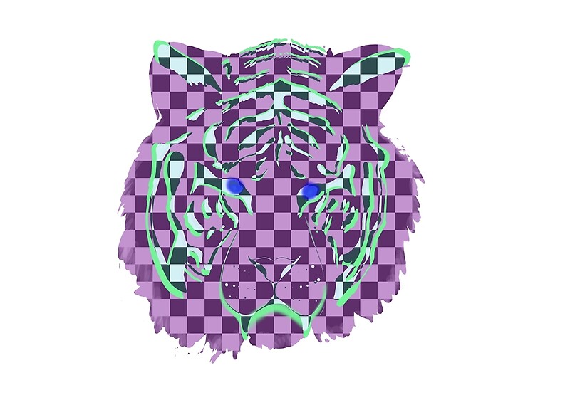 "Neon Checkered Vaporwave Tiger" by Overlord-Bambi | Redbubble