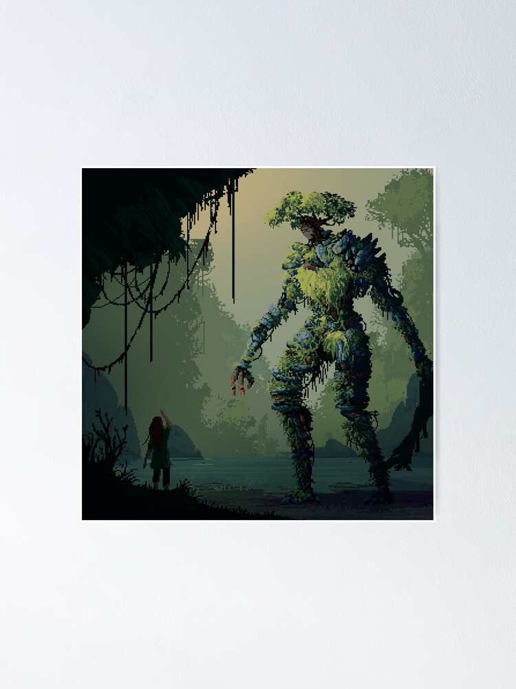 "Pixel art - nature golem - DIGITAL ART Blended WITH Nature fantasy ...