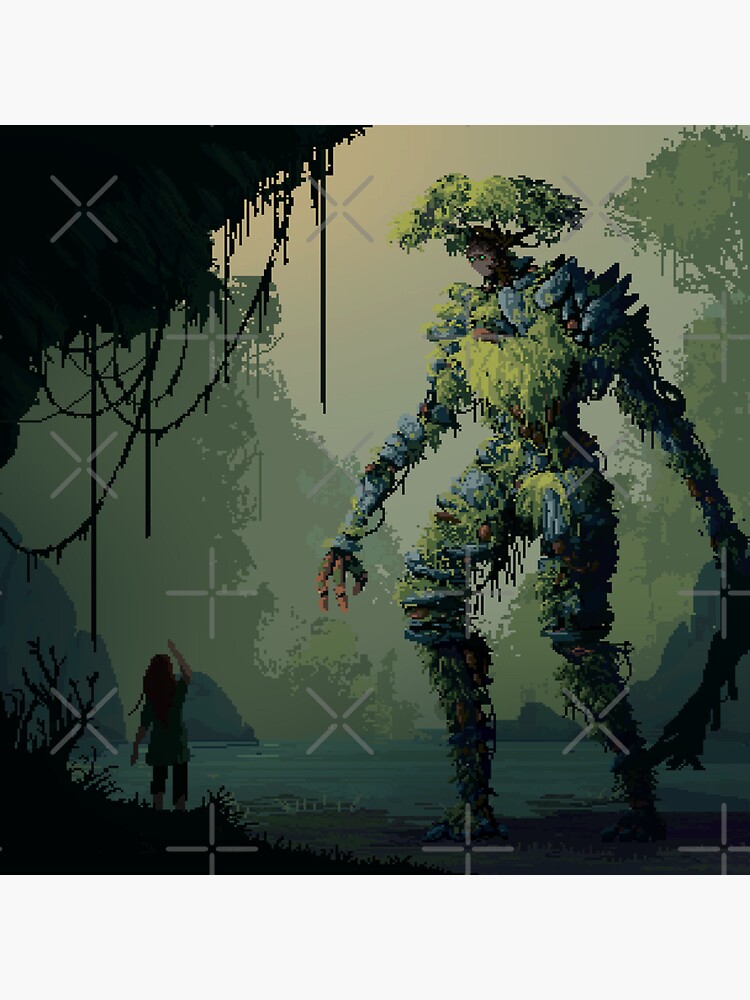 "Pixel art - nature golem - DIGITAL ART Blended WITH Nature fantasy ...