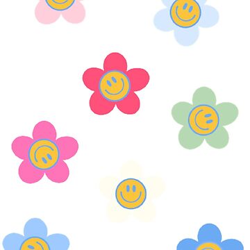"little y2k smiley flowers" Sticker for Sale by BeauBeauxox | Redbubble