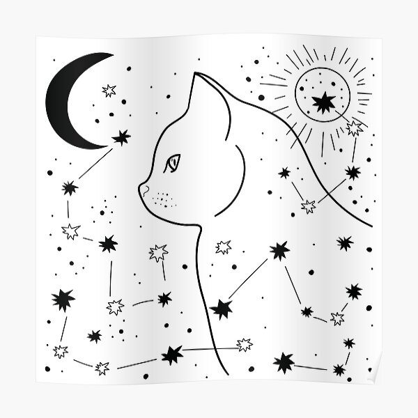 "cosmic cat illustration" Poster for Sale by Hoetoons | Redbubble
