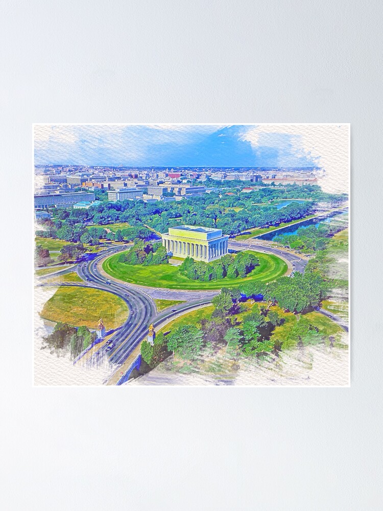 "National Mall,Lincoln Memorial Watercolor Painting" Poster by abdo ...