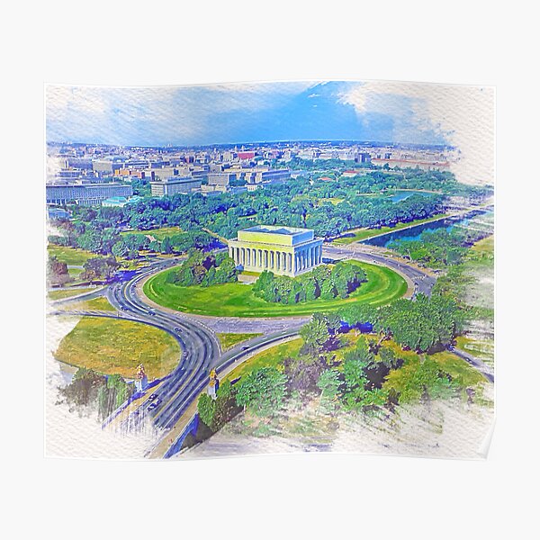 "National Mall,Lincoln Memorial Watercolor Painting" Poster by abdo ...