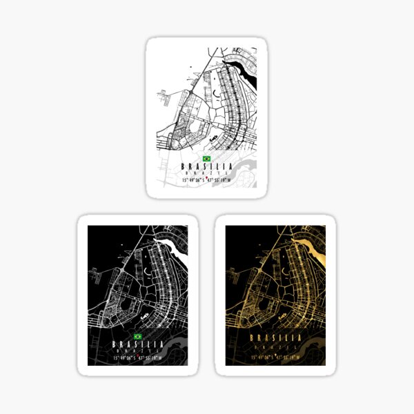 "Brasilia Map Brazil Sticker Pack" Sticker by hatimelhag | Redbubble