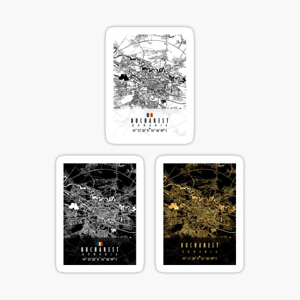 "Bucharest Map Romania Sticker Pack" Sticker by hatimelhag | Redbubble