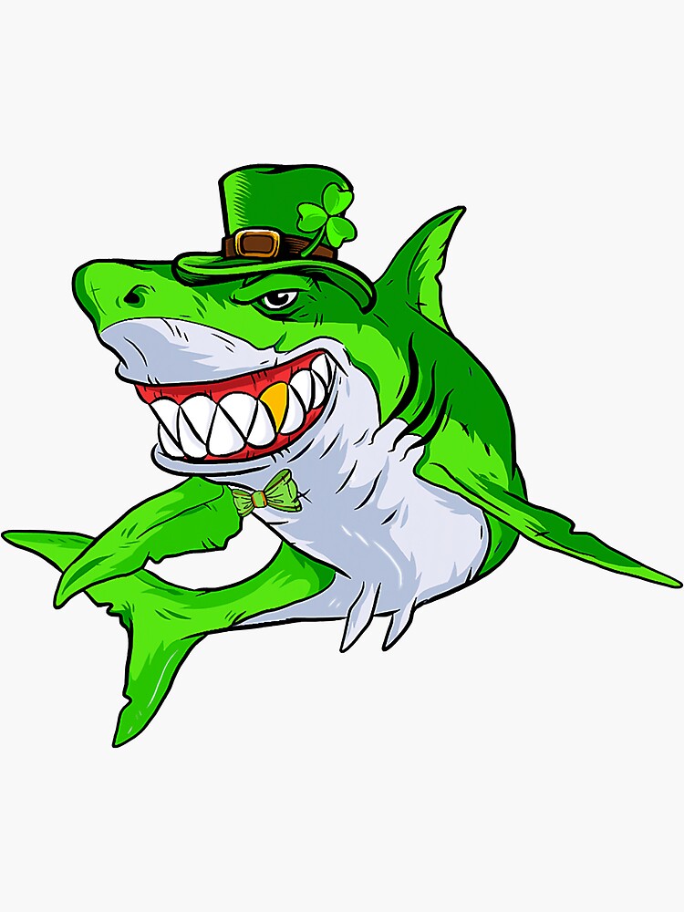 Pegatina for Sale con la obra «Leprechaun Shark St Patricks Day Pijama ...