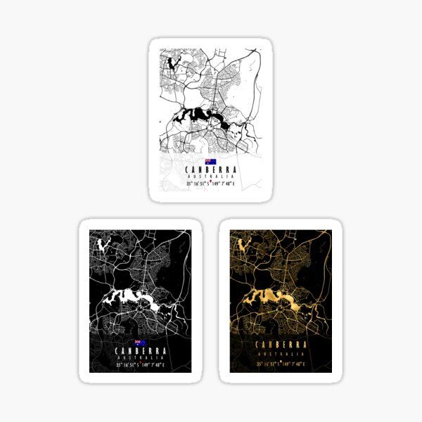 "CANBERRA MAP AUSTRALIA Sticker Pack" Sticker by hatimelhag | Redbubble