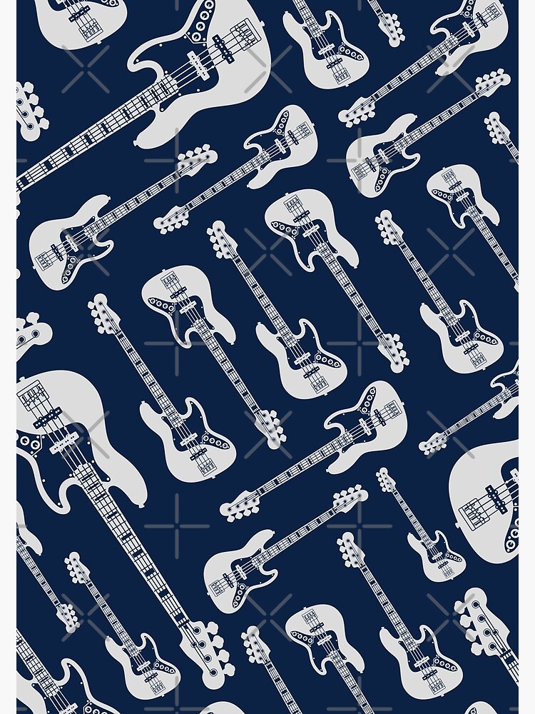 "Bass Guitar Seamless Pattern Dark Theme" Poster for Sale by ...