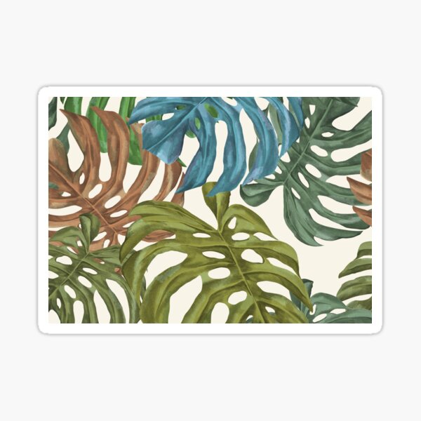 "Variegated Abstract Monstera leaves in different shades " Sticker for ...
