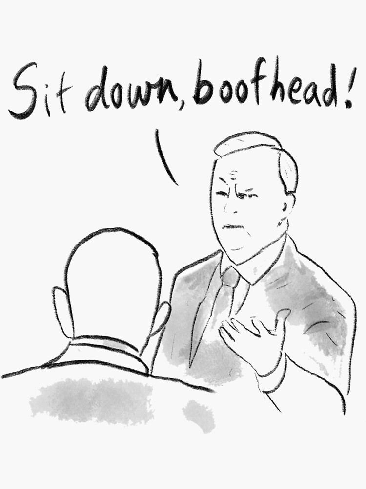 "Sit Down Boofhead Albo " Sticker by EmumoShop | Redbubble