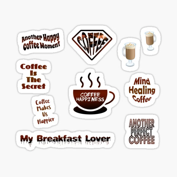 "Coffee Sticker Pack 10 (Coffee Happiness - Coffee Makes Me Happy ...
