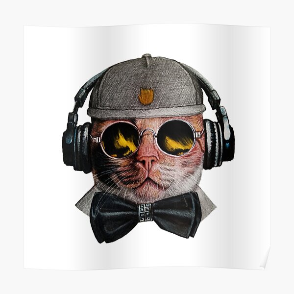 "Cool cat drawing with coloured pencils" Poster for Sale by ...