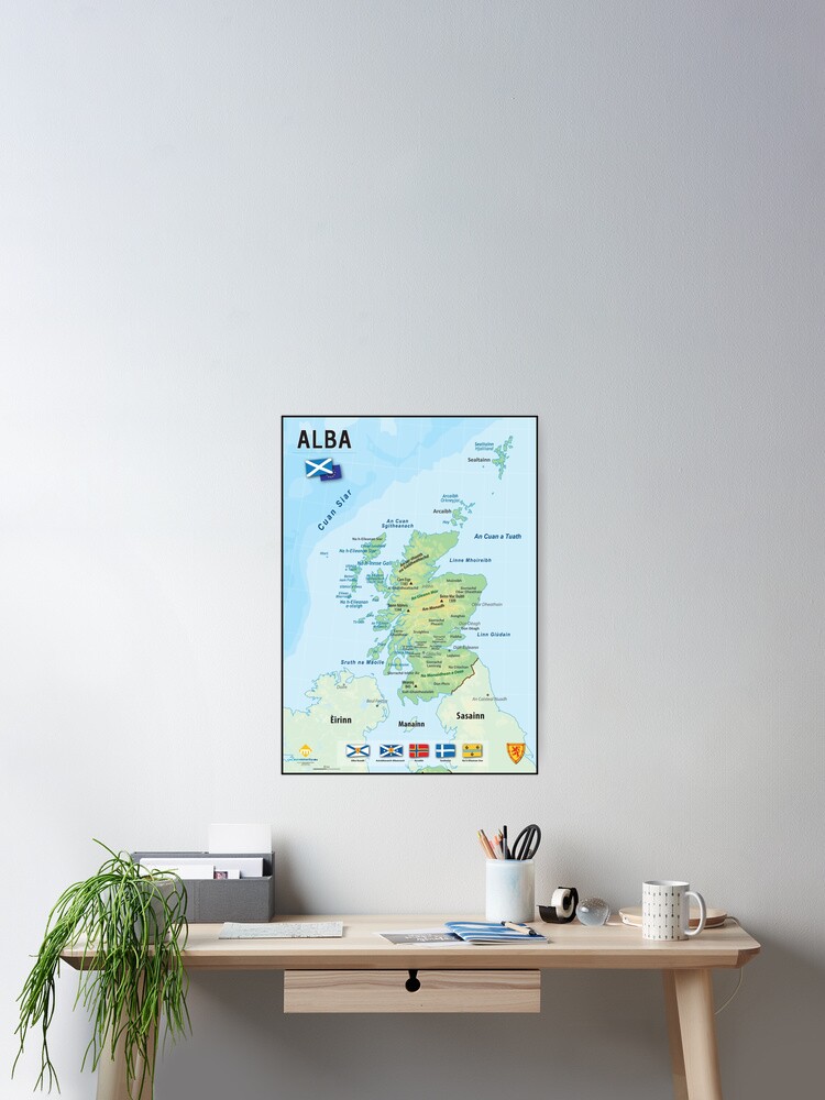 "Alba, Map of Scotland in Scottish Gaelic" Poster by Multinatio | Redbubble