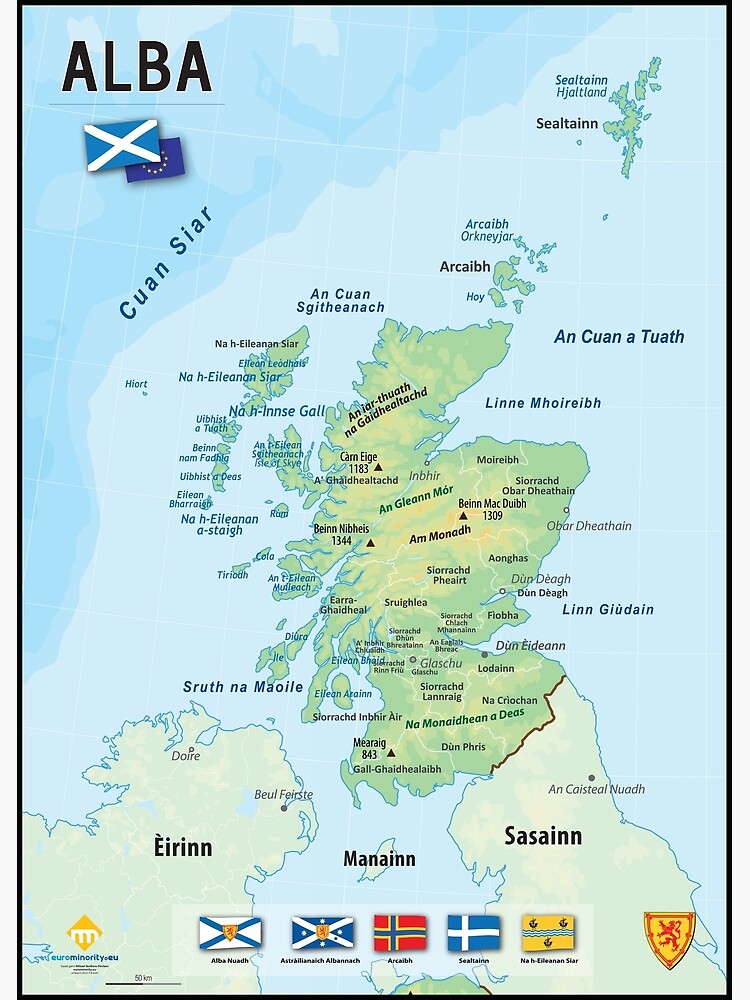"Alba, Map of Scotland in Scottish Gaelic" Poster by Multinatio | Redbubble