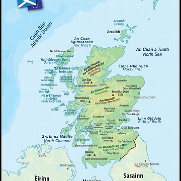 "Alba, Map of Scotland in Scottish Gaelic with main names in English ...