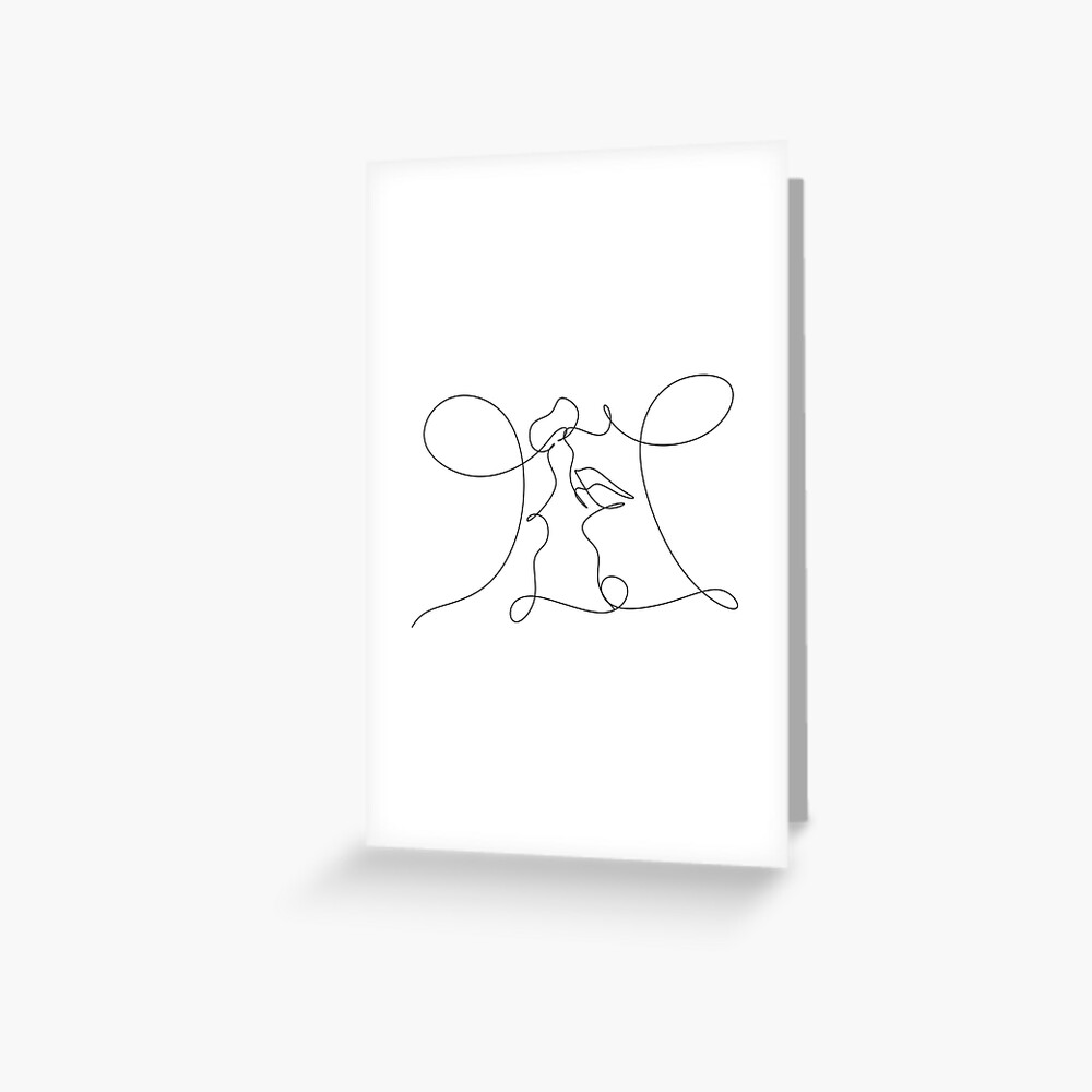 "intimate couple line art drawing" Greeting Card by OneLinePrint ...