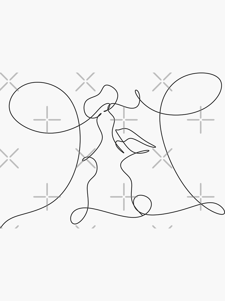 "intimate couple line art drawing" Sticker for Sale by OneLinePrint ...