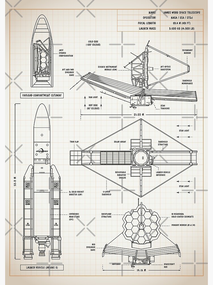 "James Webb Space Telescope (Ivory Brown Grid. Vertical)" Poster for ...