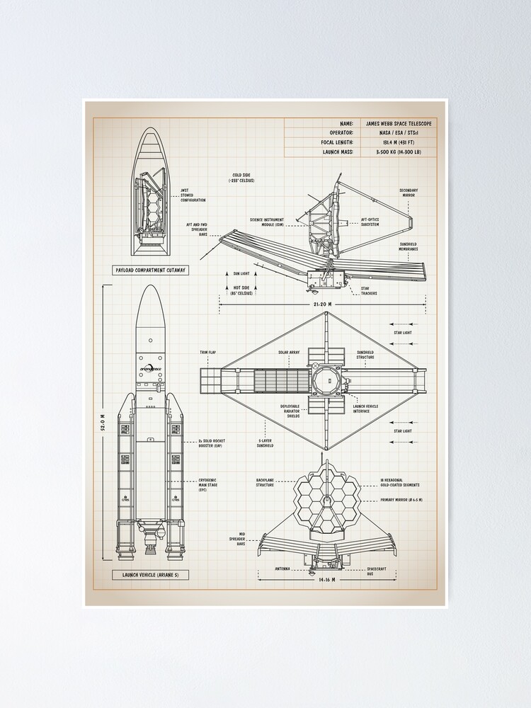 "James Webb Space Telescope (Ivory Brown Grid. Vertical)" Poster for ...