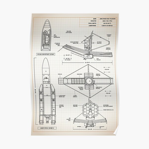 "James Webb Space Telescope (Ivory Brown Grid. Vertical)" Poster for ...