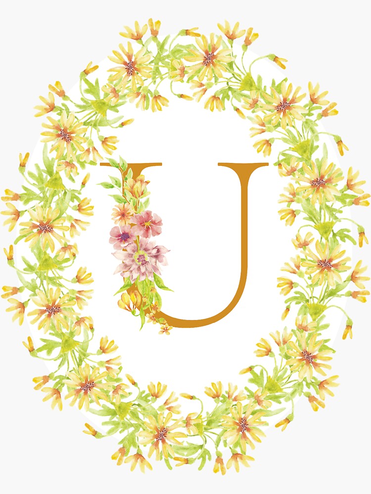 "Letter U - fancy monogram sticker" Sticker for Sale by lollyslane ...