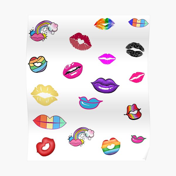 Rainbow Kisses Design For Lovers Of Rainbows Sexy Lips Rainbow Lip Patterns Poster For Sale