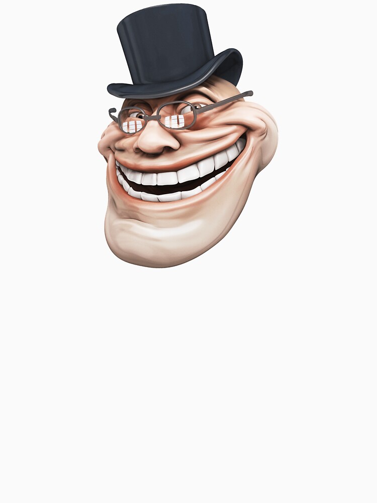 "Realistic Troll Face Wearing Top Hat Rage Comics Classic Meme" T-shirt ...