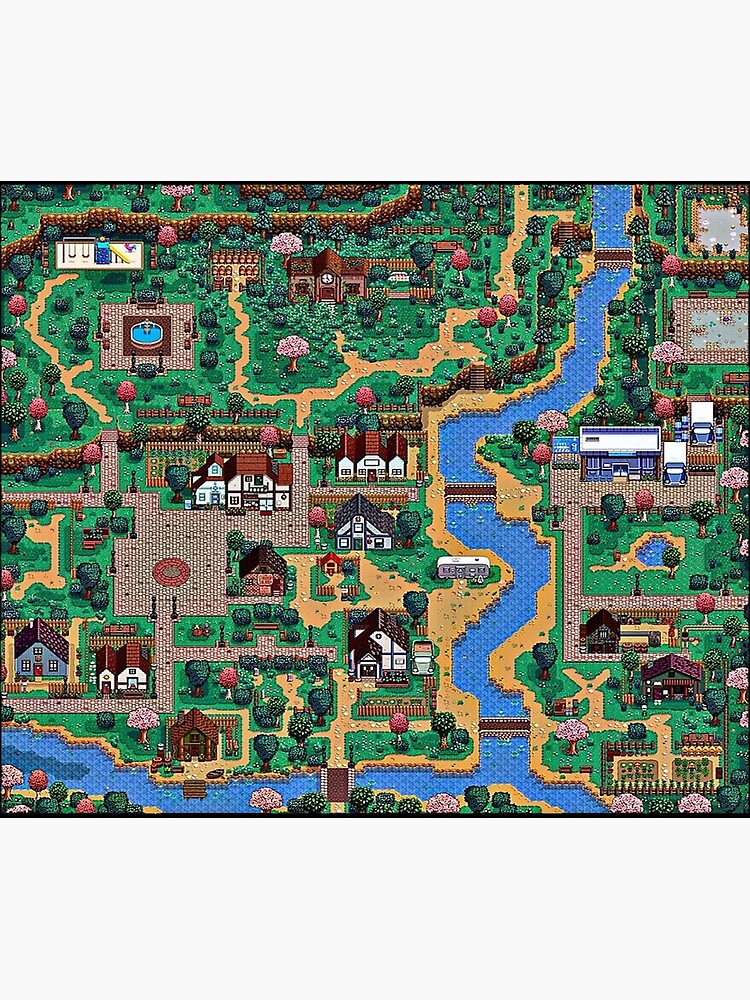 "Stardew valley town map" Art Print by Ellamerch99 | Redbubble