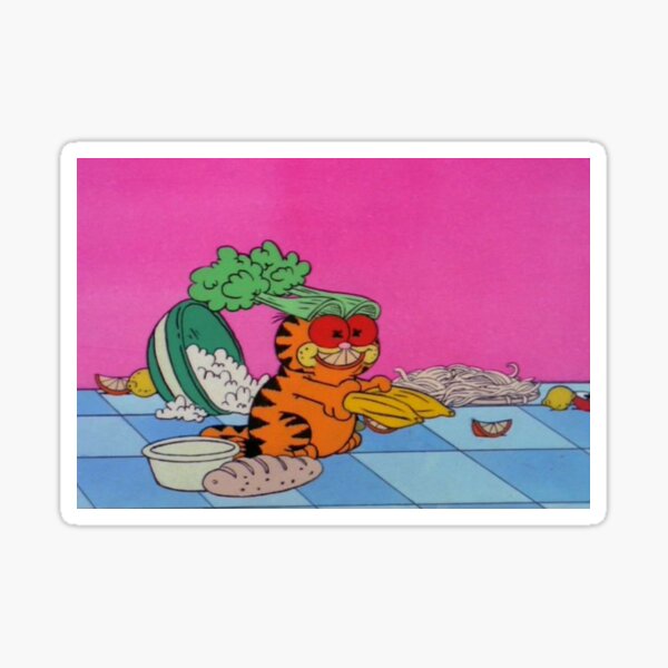 "Garfield and vegetables" Sticker by erinmcdonough | Redbubble