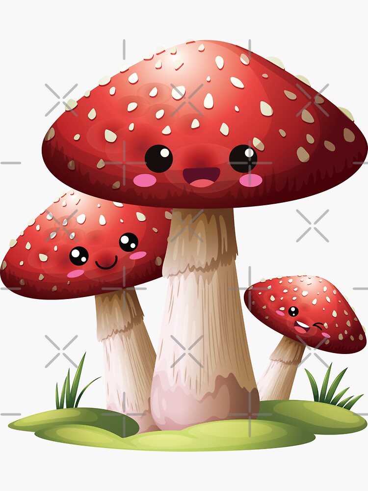"Cute Kawaii Fly Agaric" Sticker by samah82 | Redbubble