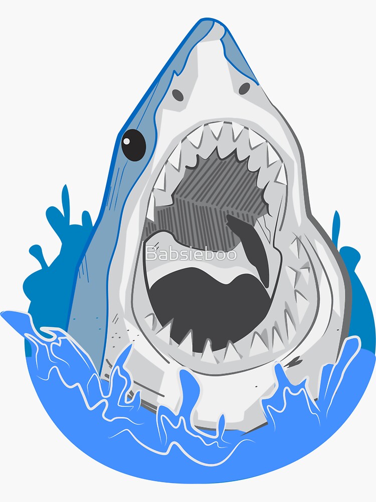 "Great White Shark Attack" Sticker for Sale by Babsieboo | Redbubble