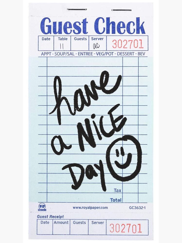 "Guest Check Sticker, Have a nice day" Sticker for Sale by Lexsep ...