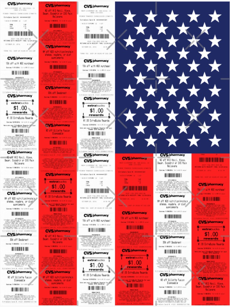 "CVS Receipts Funny CVS | United States Flag Funny US Flag" Sticker for ...