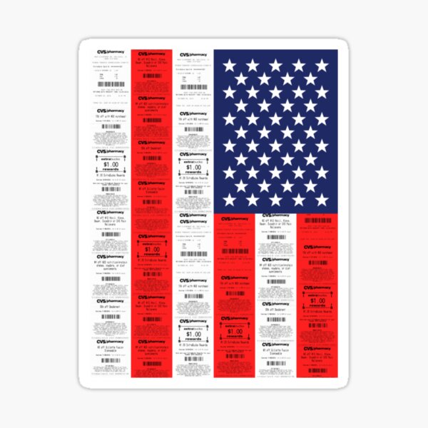 "CVS Receipts Funny CVS | United States Flag Funny US Flag" Sticker by ...