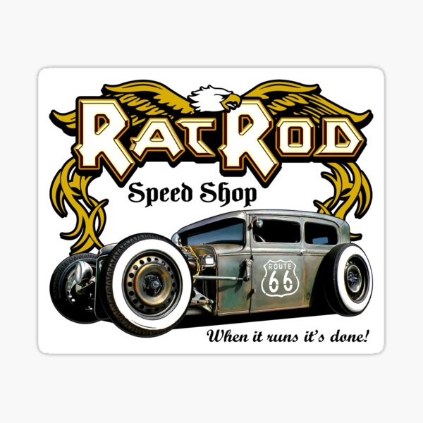 "Rat Rod Speed Shop" Sticker for Sale by hotrodz | Redbubble