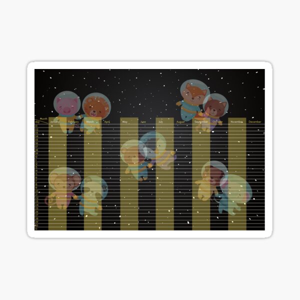 Pegatina «Calendario del año espacial - Calendario Bullet Journal» de ...