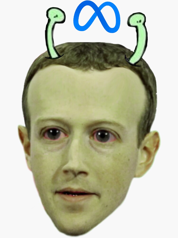 "Alien Mark Zuckerberg" Sticker for Sale by marylovesshrek | Redbubble